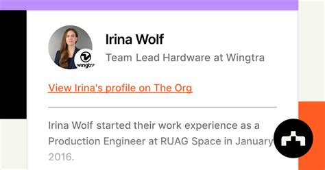 Irina Wolf Team Lead Hardware At Wingtra The Org