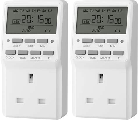 Electronic Digital Mains Timer Socket Plug In With Lcd Display 12 24 Hour 7 Days Uk