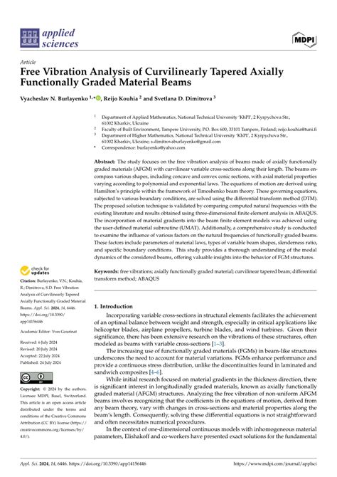 Pdf Free Vibration Analysis Of Curvilinearly Tapered Axially