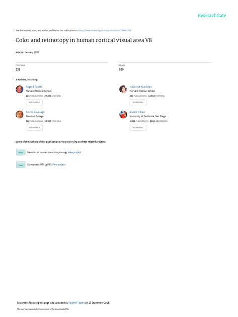 Color And Retinotopy In Human 1998 Pdf Visual Cortex Neuroscience