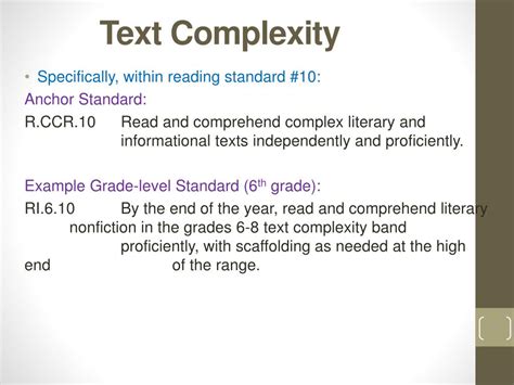 PPT Text Complexity And The Common Core Standards PowerPoint Presentation ID