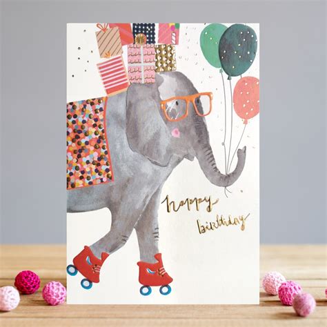 Feliz Cumpleaños Patinaje Sobre Ruedas Elefante Tarjeta De Etsy España
