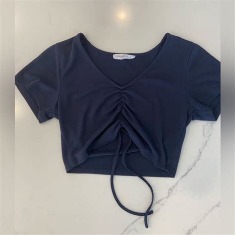 Tops Blue Scrunched Top Barely Worn Very Nice Material Poshmark