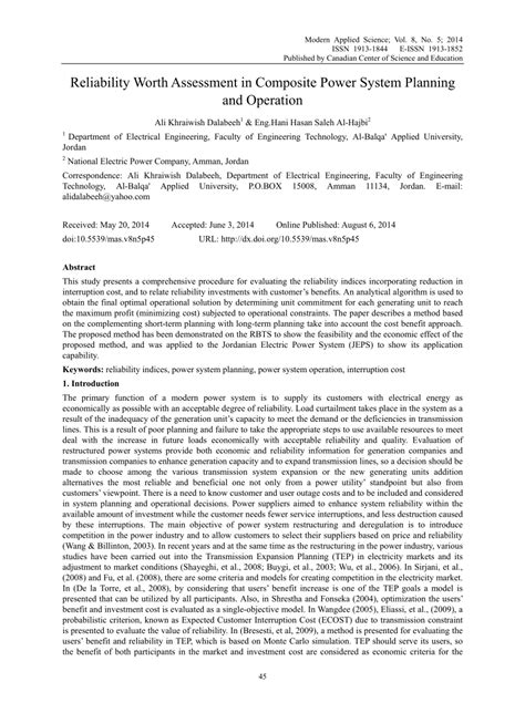 Pdf Reliability Worth Assessment In Composite Power System Planning And Operation