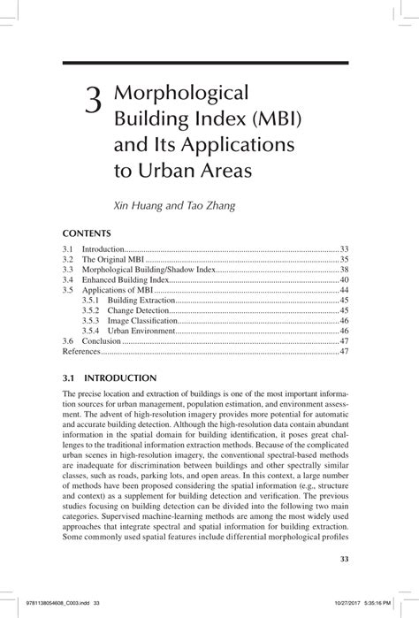 Pdf Morphological Building Index Mbi And Its Applications To Urban