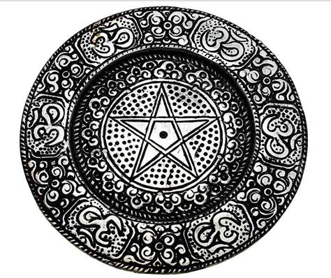 Pentacle Or Pentagram Design Round Silver Metal Incense Etsy