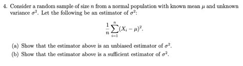 Solved Consider A Random Sample Of Size N From A Normal Chegg