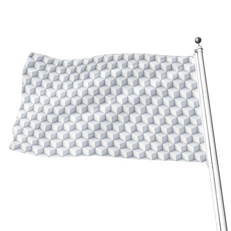 White Geometric Cube Shape Pattern Print Flag Gearfrost