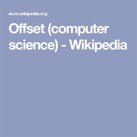 Offset Computer Science Wikipedia Computer Science Science Computer