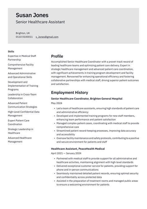 Healthcare Assistant CV Examples UK Templates Resume Io