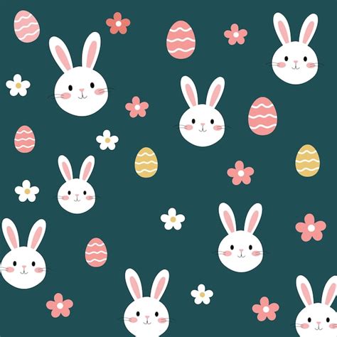 Premium Vector Hand Drawn Colorful Easter Pattern Happy Easter Pattern With Easter Rabbits And