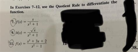 solved in exercises 7 12 use the quotient rule to