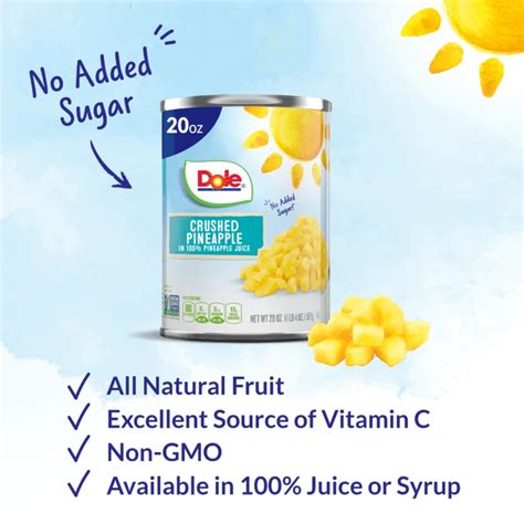 Dole® Canned Crushed Pineapple In 100 Juice 20 Oz Large Dole® Sunshine