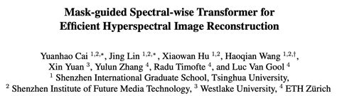 cvpr 2022｜用于高效高光谱图像重建的掩模引导光谱变换器 智源社区