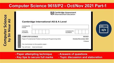 A Level Cs 9618 Paper 2 Oct Nov 2021 Variant 21 Full Length Paper