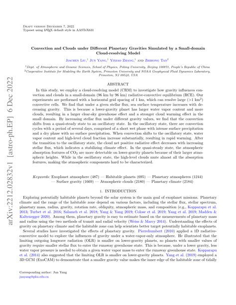 pdf convection and clouds under different planetary gravities