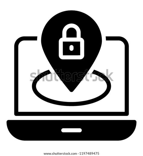 Navigational Symbol Lock Inside Laptop Symbolising Stock Vector Royalty Free