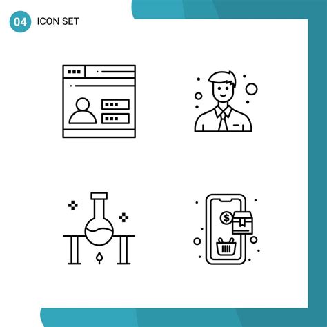 Vector Pack Of 4 Outline Symbols Line Style Icon Set On White