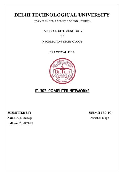 Cn Labfile Computer Networks Delhi Technological University