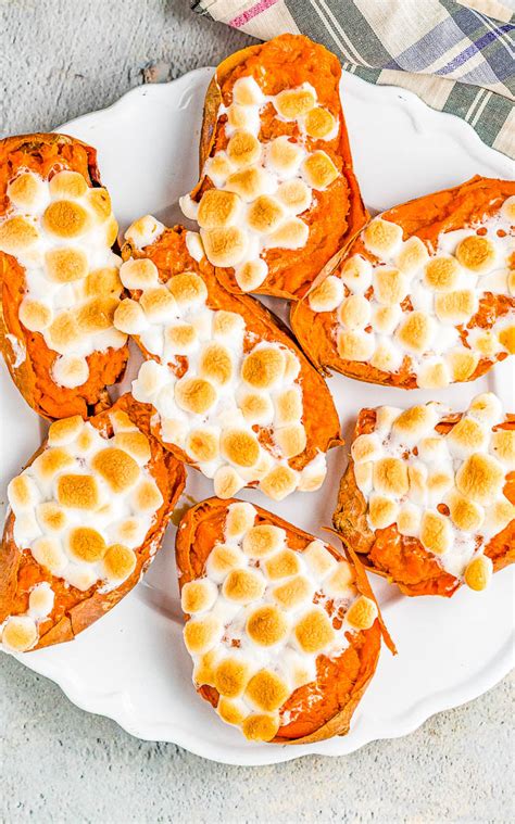 Twice Baked Sweet Potatoes With Marshmallows Averie Cooks