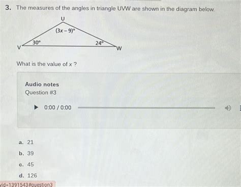 solved the measures of the angles in triangle uvw are shown in the