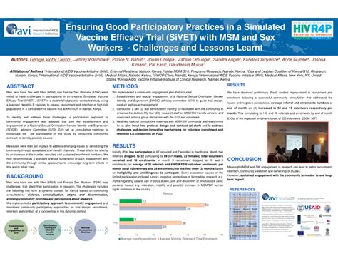 Pdf Ensuring Good Participatory Practices In A Simulated Vaccine Efficacy Trial Sivet With