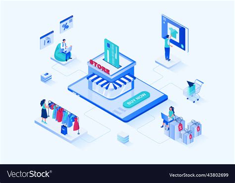 Online Shopping 3d Isometric Web Design Royalty Free Vector