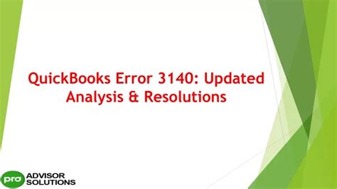 Ppt An Easy Way To Quickly Resolve Quickbooks Error 3140 Powerpoint