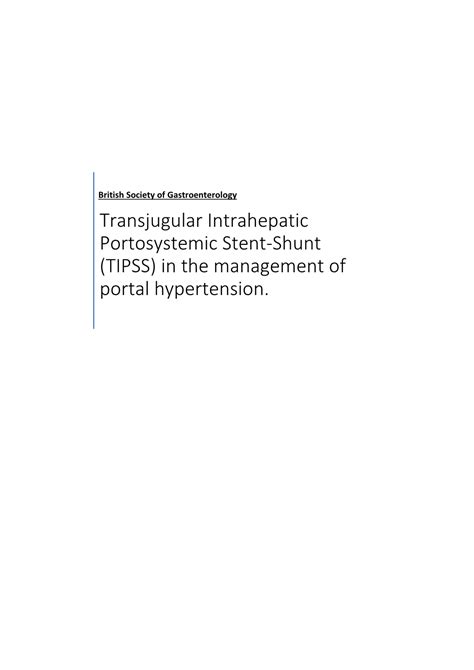 Transjugular Intrahepatic Portosystemic Stent Shunt Tipss In The Management Of Portal