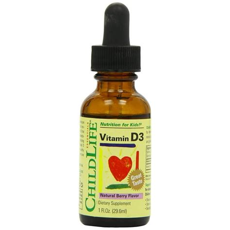 Childlife Essentials Vitamin D3 Liquid Drops, Natural Berry, 1 Fl Oz, 1 ...