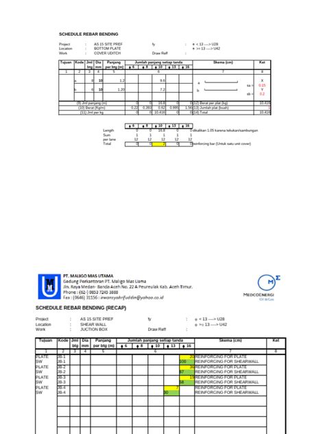 schedule rebar pdf