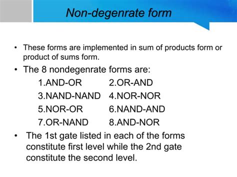 nand and nor implementation and other two level implementation ppt