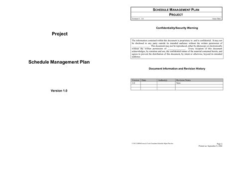 Project Schedule Management Plan Template Effective Project Schedule