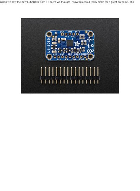 LSM DS Accelerometer Gyro Magnetometer Breakouts Datasheet By Adafruit Industries LLC Digi