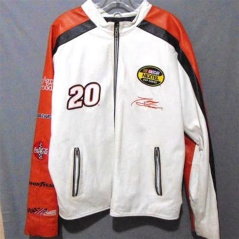 Tony Stewart Nascar White Nextel Leather Jacket Maker Of Jacket