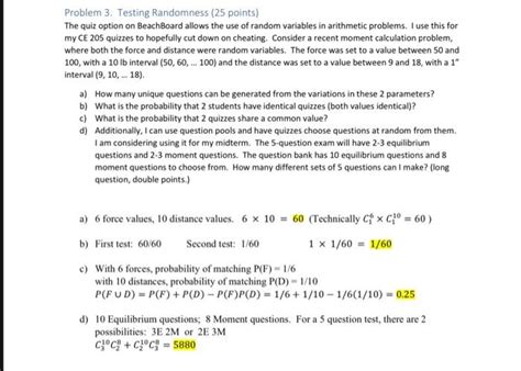 Solved Problem 3 Testing Randomness 25 Points The Quiz Chegg Com
