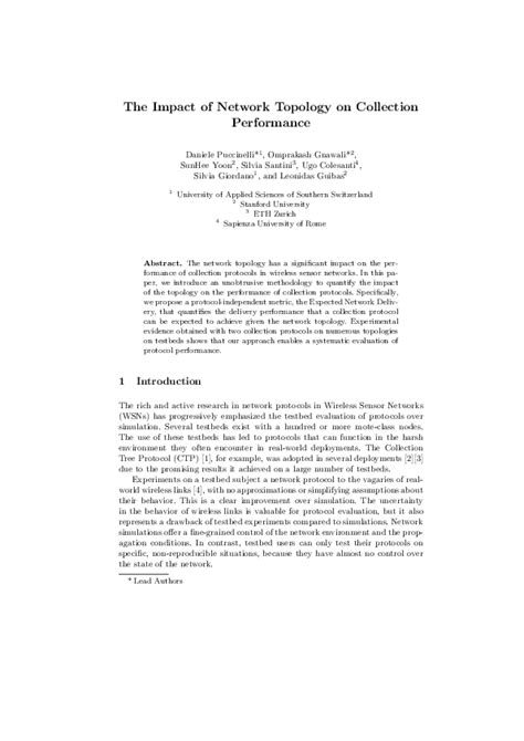 Pdf The Impact Of Network Topology On Collection Performance