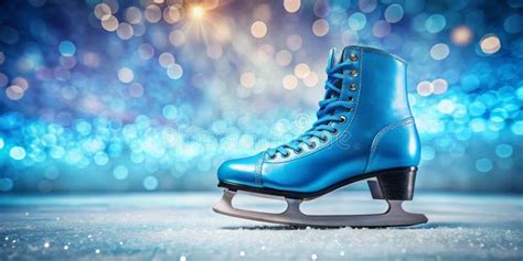 Sparkling Blue Ice Skate On Blurry Background A Stunning Visual For