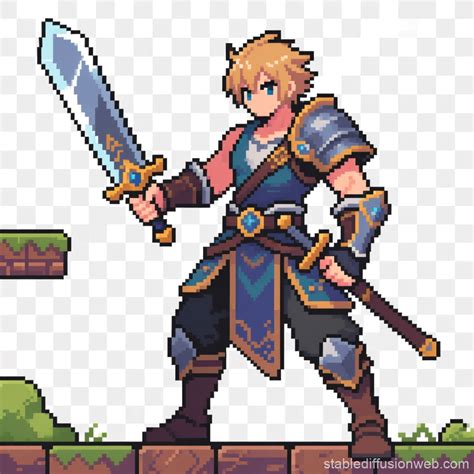 Designed For Overlay On Side View Male Swordsman Sprite Prompts