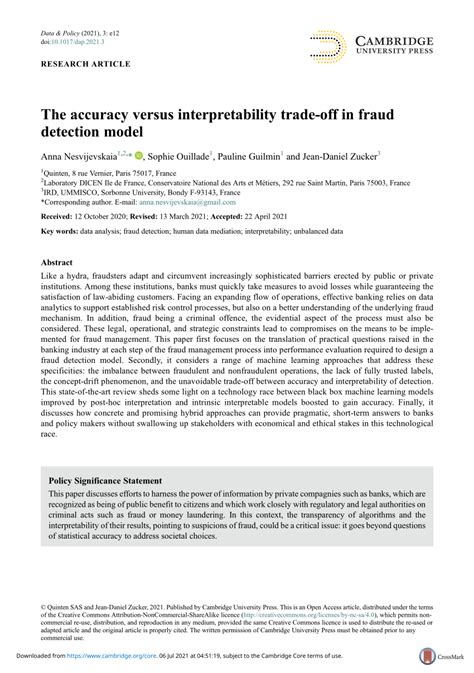 Pdf The Accuracy Versus Interpretability Trade Off In Fraud Detection Model
