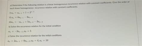 solved a determine if the following relation is a linear