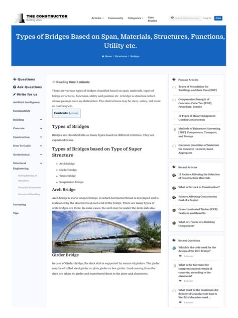 Classification Of Bridges Pdf Bridge Concrete