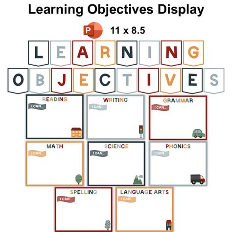 Learning Objectives Display Little Town Editable By Kjuncreative