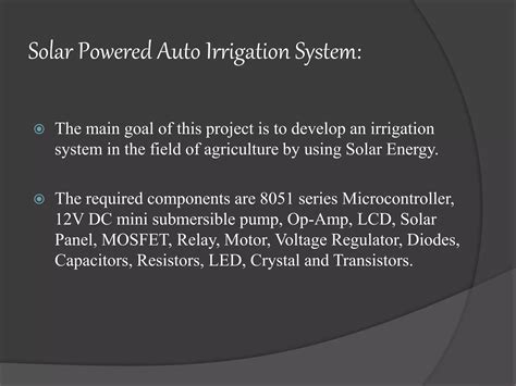Solar Powered Automatic Irrigation System Pptx