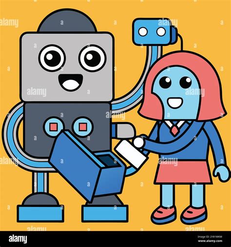 A Friendly Robot Welcomes A Smiling Ai Assistant Signifying