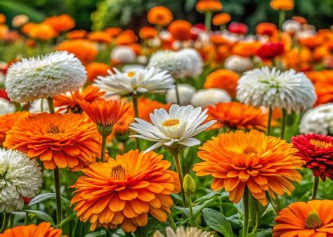 A Stunning Panoramic Garden Displaying A Spectacular Array Of Orange