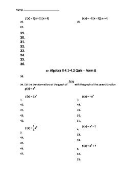 Quadratic Functions Transformations And Anatomy Of The Graph By Beth Purl
