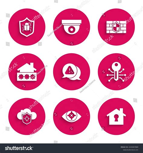 Set Exclamation Mark Triangle Eye Scan Stock Vector Royalty Free 2220407889 Shutterstock