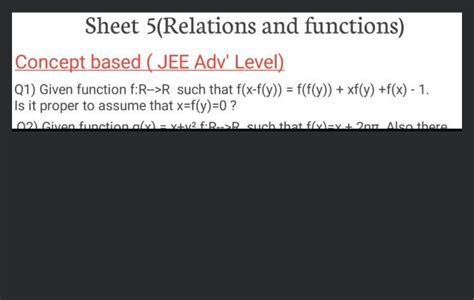 Sheet Relations And Functions Concept Based JEE Adv Level Q Given