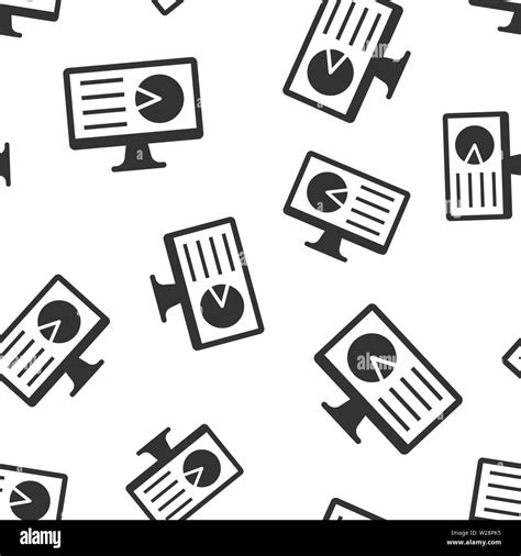 Analytic Monitor Icon Seamless Pattern Background Diagram Vector Illustration On White Isolated